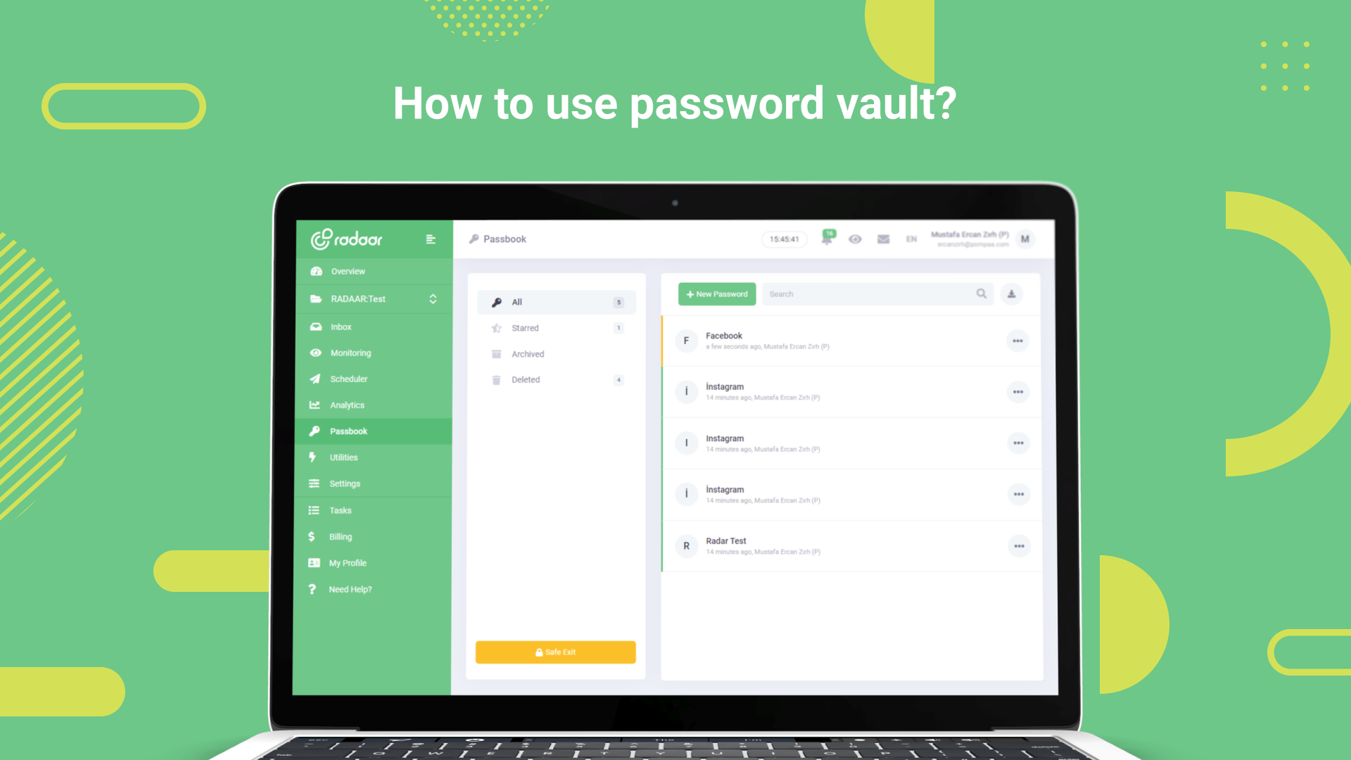 How to use password vault? - RADAAR