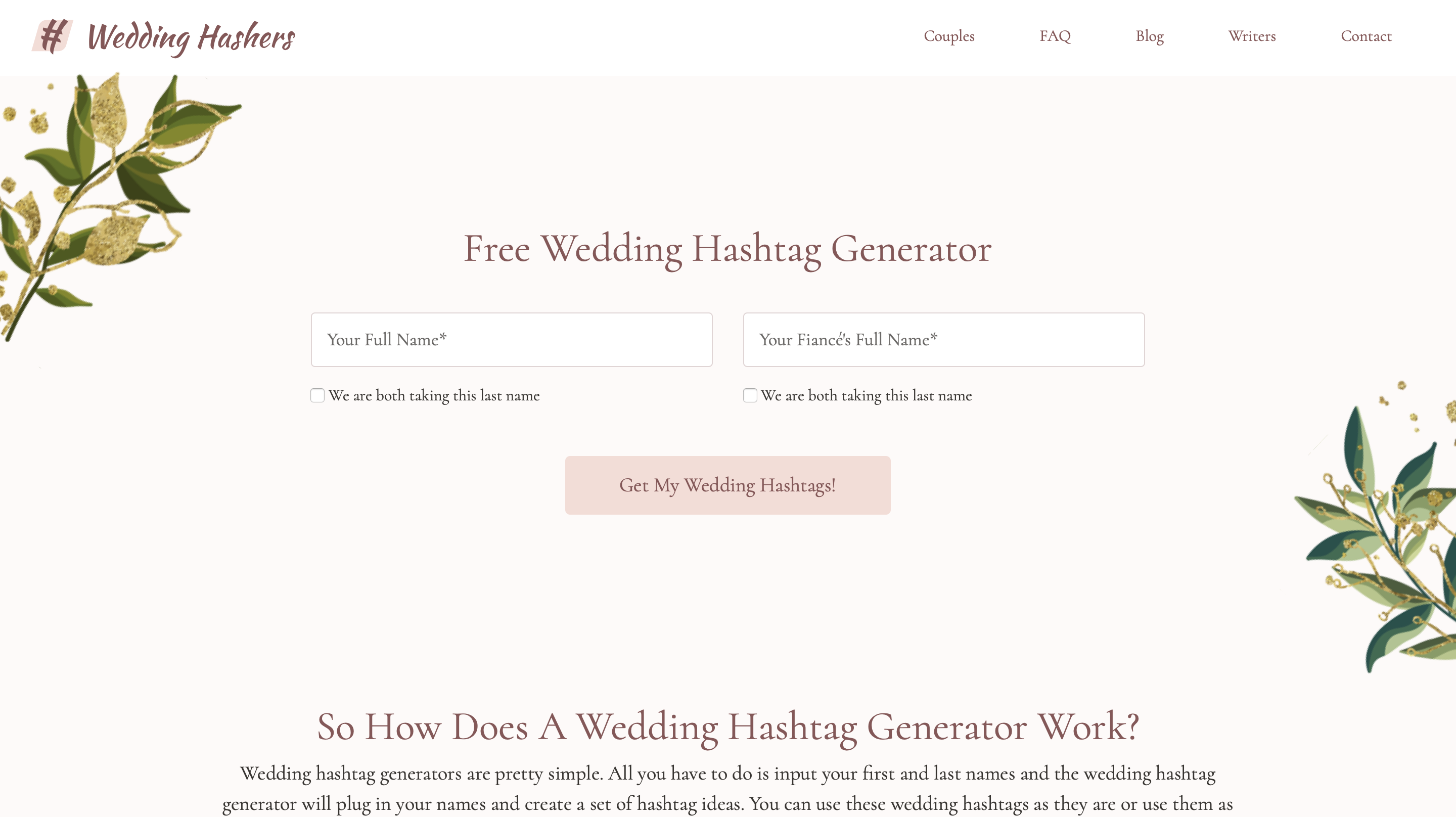Wedding name hashtag generator | Beachweddingtips.com